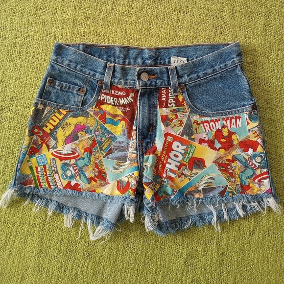American Vintage | Shorts | Vintage Levis Shorts Upcycled With Marvel ...